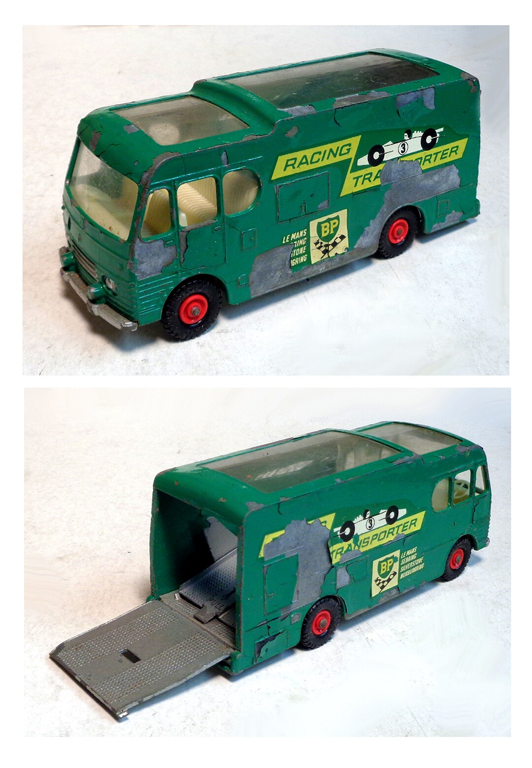Matchbox BP Kingsize Race Car Hauler Transporter - Very Poor Chipping ...
