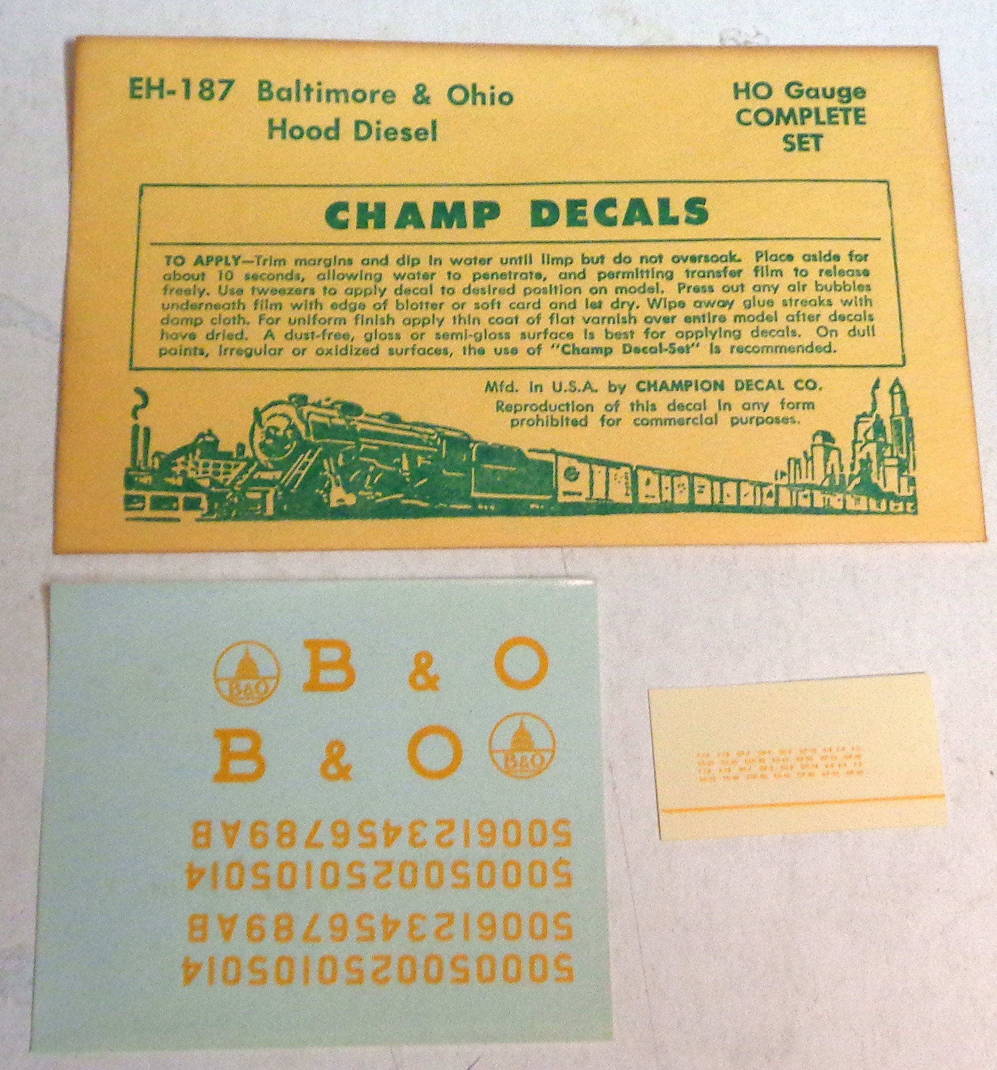 HO Scale Trains - Champ Decals Set - Baltimore & Ohio - HOOD Diesel ...