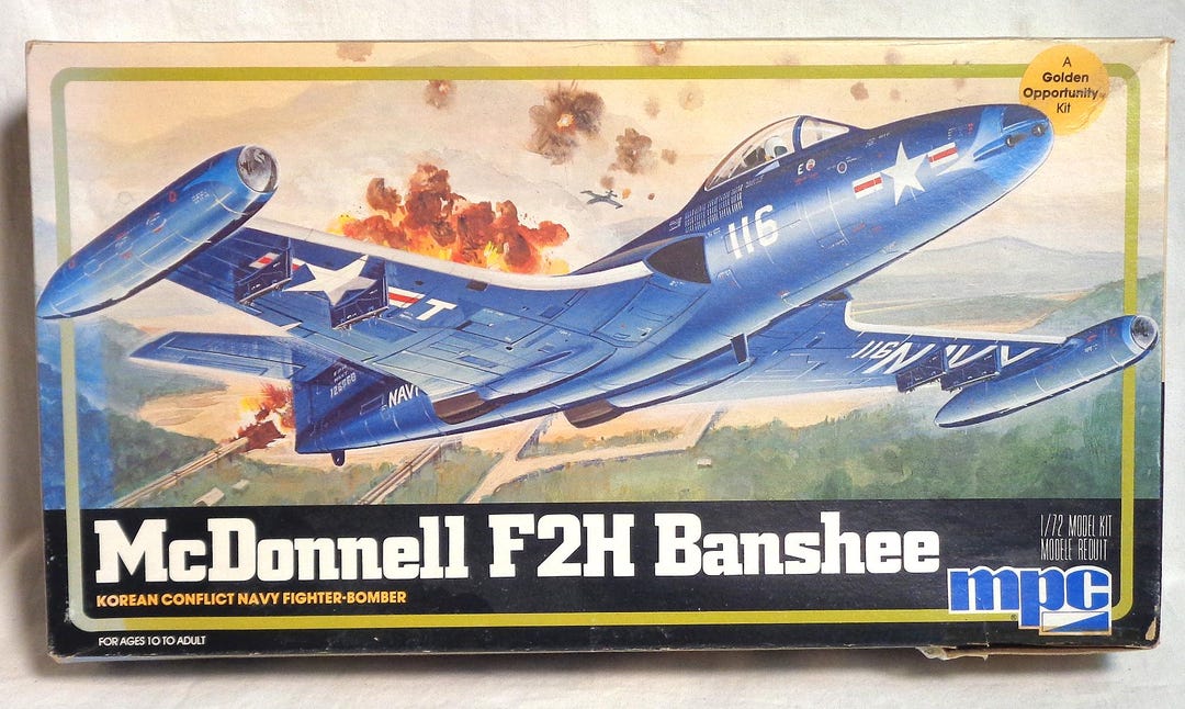 1/72 Scale VINTAGE MPC Model Aircraft Kit - Mcdonnell F2H Banshee Jet ...