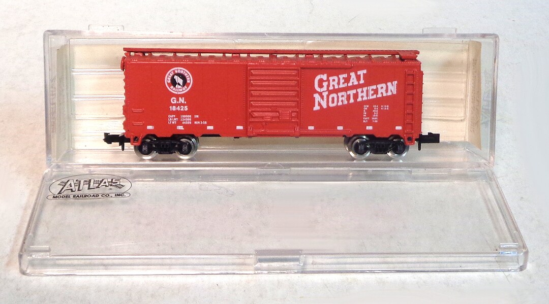 N Scale ATLAS Freight 40 Foot Box Car: "great Northern" Like New in ...