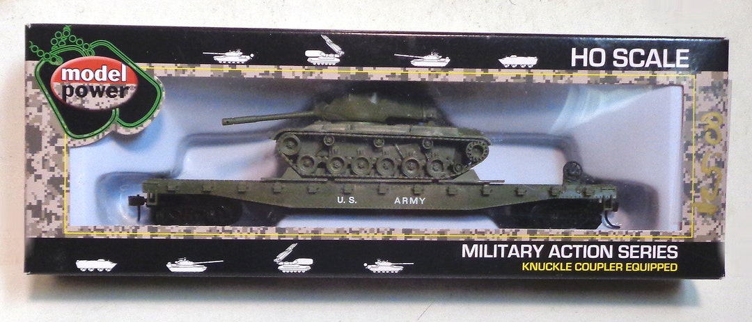 HO New Old Stock - Model Power - "us Army" 50' Flat Car W/ M47 US Army ...