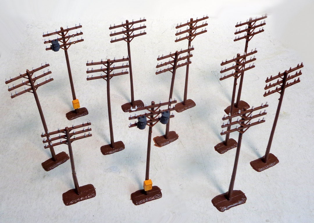 HO Scale 1 Dozen(12) Pre-owned Telephone Poles for Train Layouts or 1/ ...