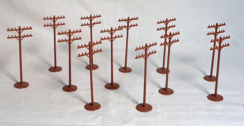 HO Scale 1 Dozen(12) Telephone Poles With Full Round Bases - New in Bag ...