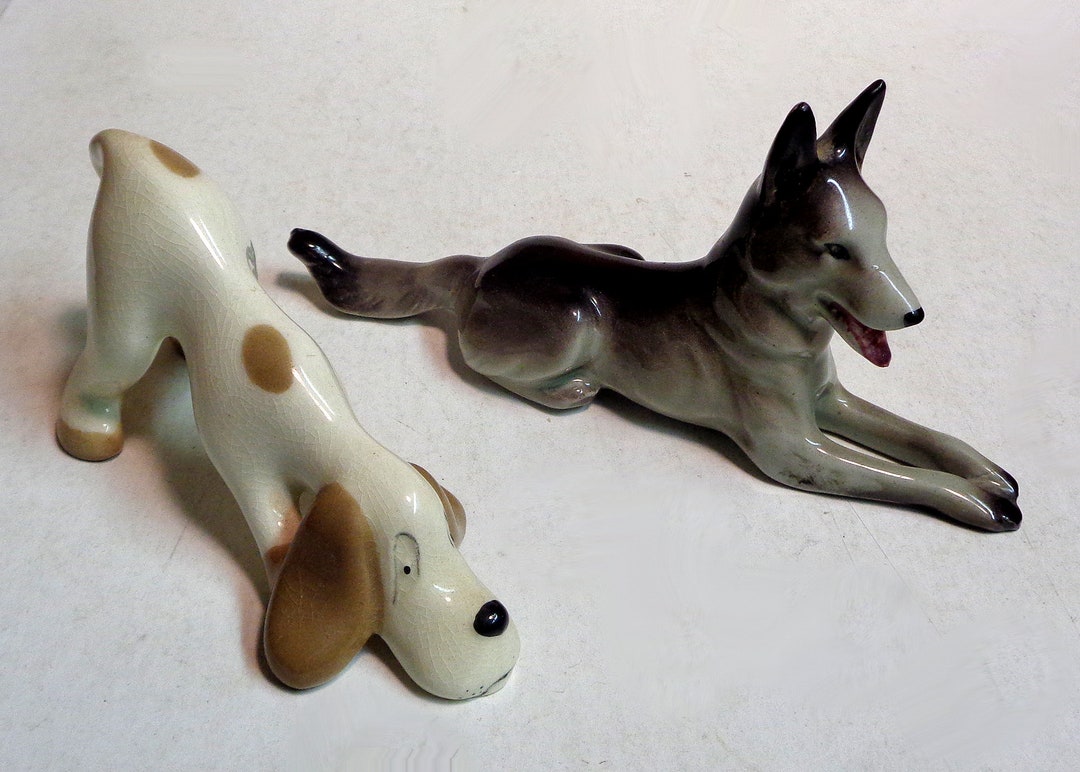 Set of TWO Vintage WR Midwinter Pottery Ceramic Dogs. Hound and German ...