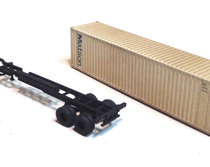 HO Scale "matson" 40' WHITE Container Trailer W/separate Chassis - for ...