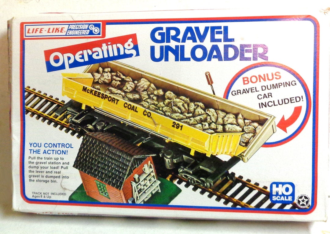 HO Scale - Lifelike Operating Gravel Unloader With Train Car - New in ...