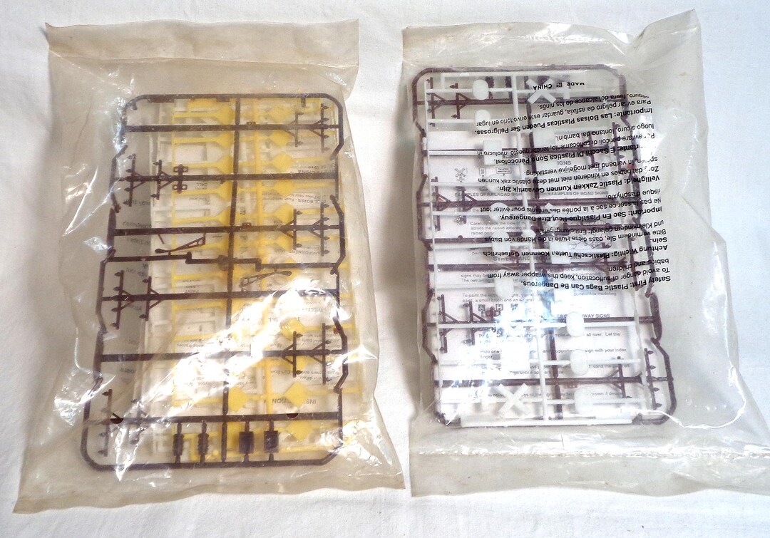 HO Scale-two Sets Unpainted Road Signs in THREE Colors! Also is a ...