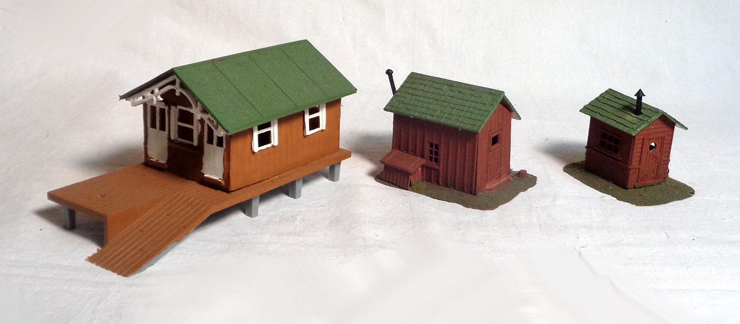 HO Scale Built up Lot of THREE(3) Trackside Buildings... 2 Sheds and ...