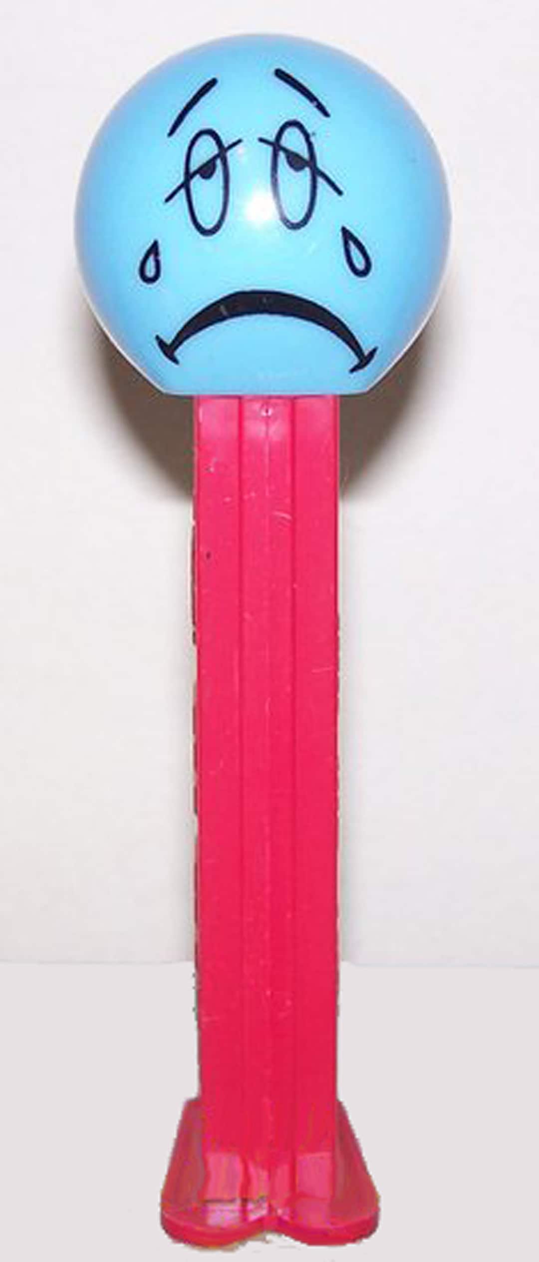 Pez Candy Dispenser - Emoji "sad" Blue Funky Face With Red Stem - NEW ...