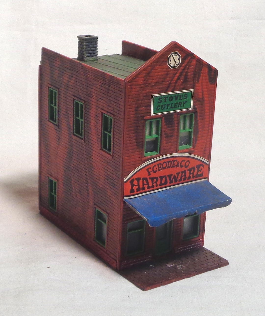 HO Scale Built up Train Layout Building - 2 Story Storefront Brick ...