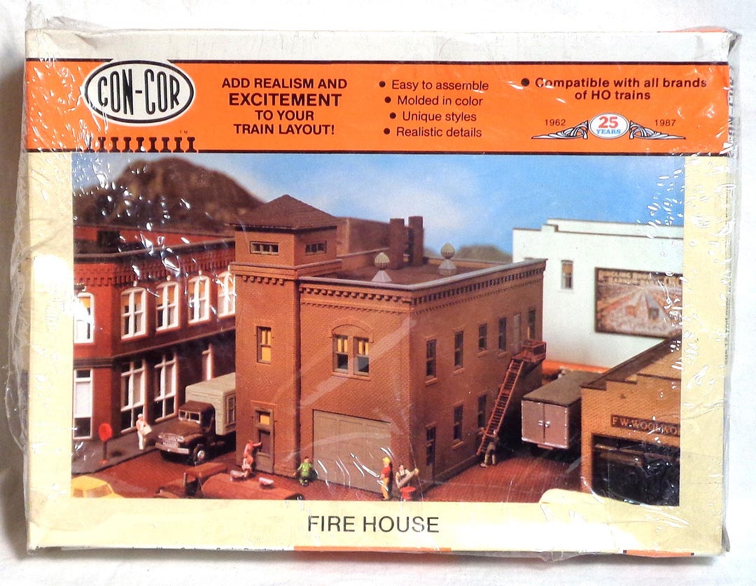 HO Scale Concor Fire Department House Building Model Kit With Lots of ...