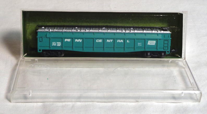 N Scale Aurora Postage Stamp-70 Ton Covered Gondola Car "penn Central ...