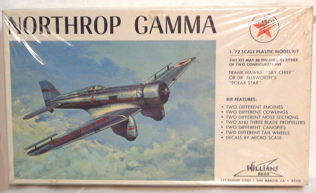 1/72 Scale VINTAGE Williams Bros. Aircraft Model Kit - Northrop Gamma ...