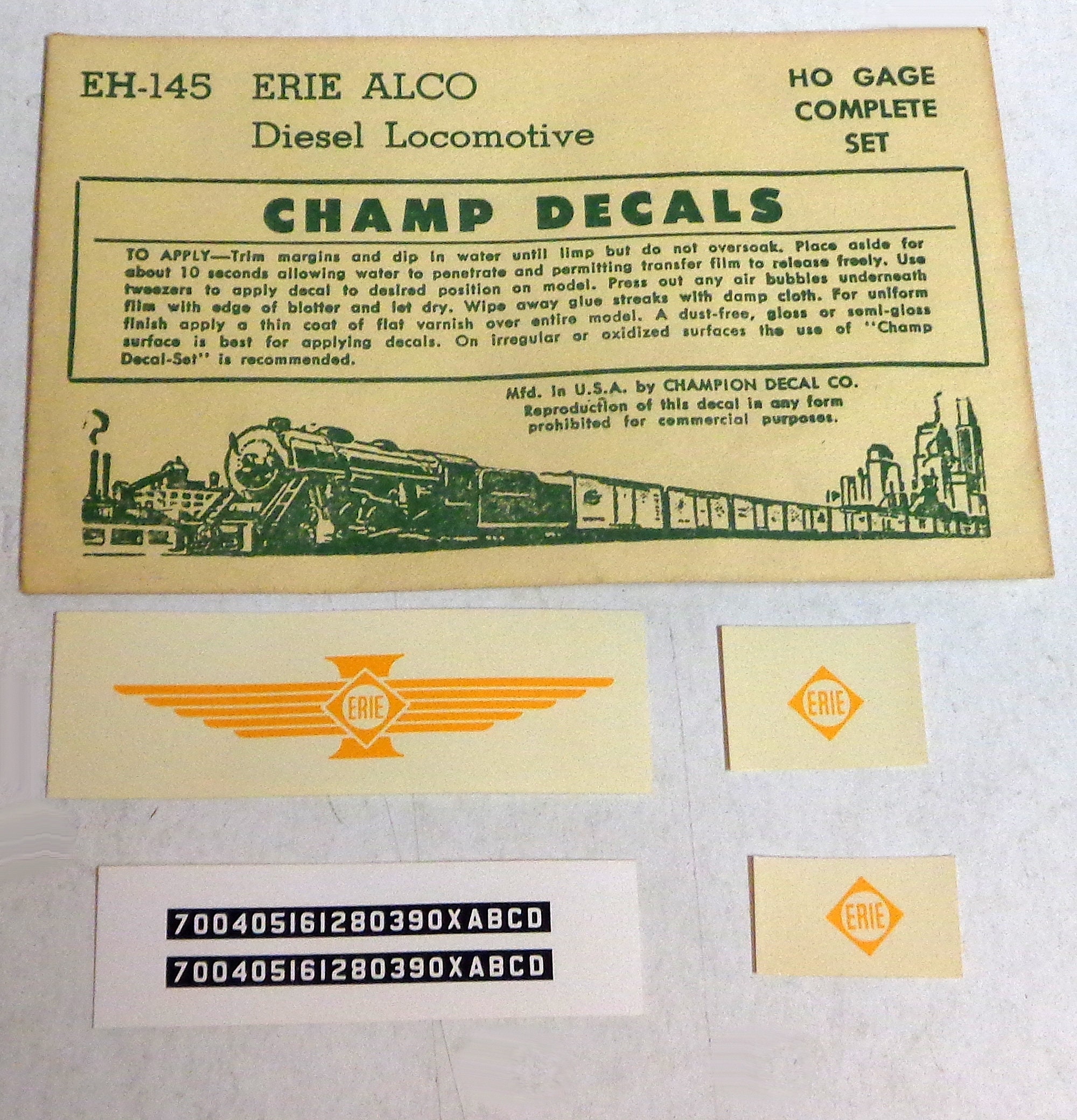 HO Scale Trains Champ Decals Set Erie ALCO Diesel Locomotive Decals NEW ...