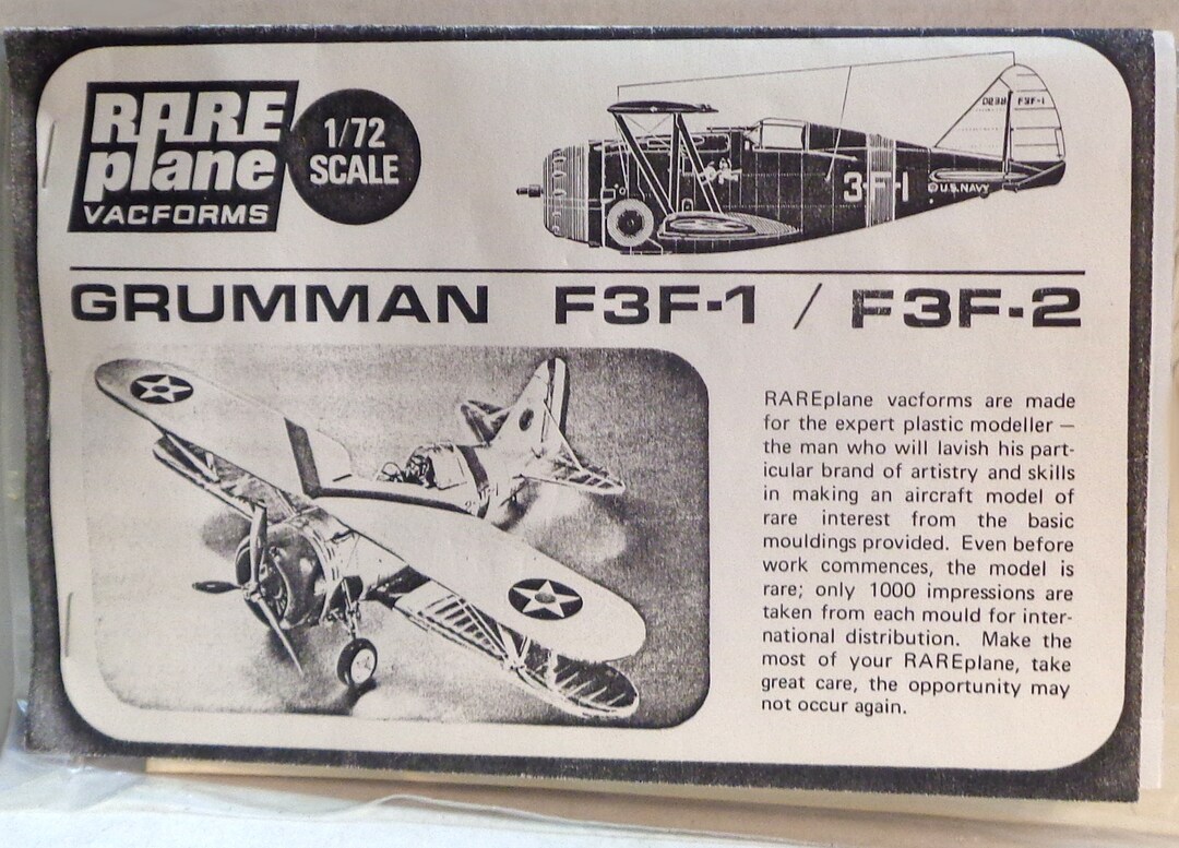 1/72 Model Aircraft Vacuform Complete Kit-rareplane - Grumman F3F-1/F3F ...