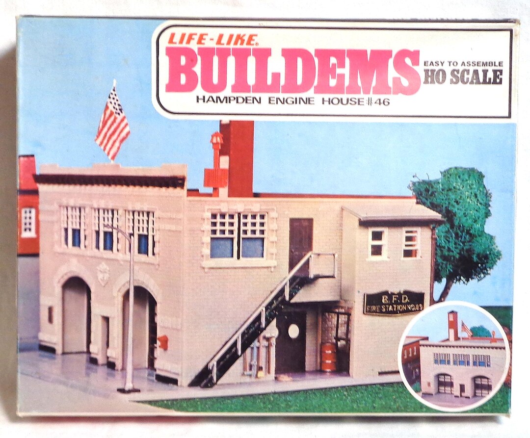 HO Scale Hampden Engine House Fire Department Building Model Kit With ...