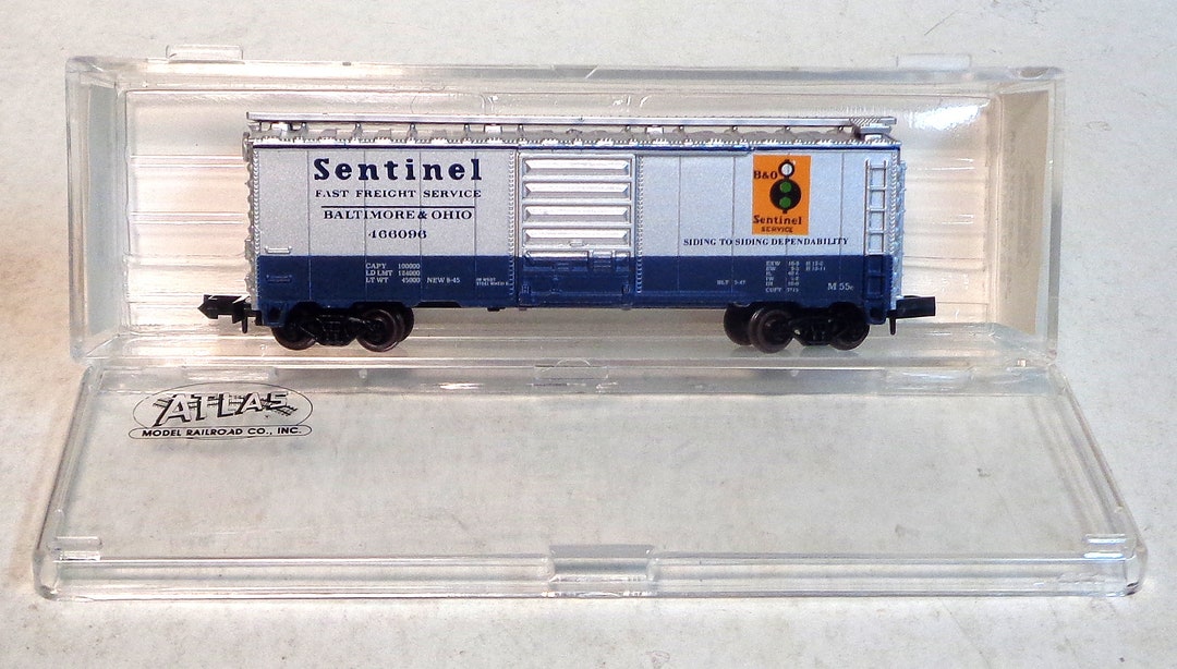 N Scale ATLAS Freight 40 Foot Box Car: "b & O Sentinel". Like New in ...