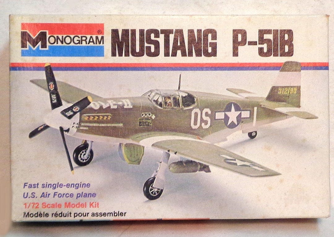 1/72 Scale VINTAGE Monogram Aircraft Model Kit - Mustang P-51B Fighter ...