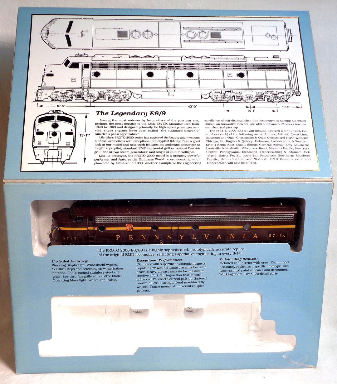 HO Scale Lifelike Proto E8 Locomotive - "pennsylvania" 5713 - Like New ...