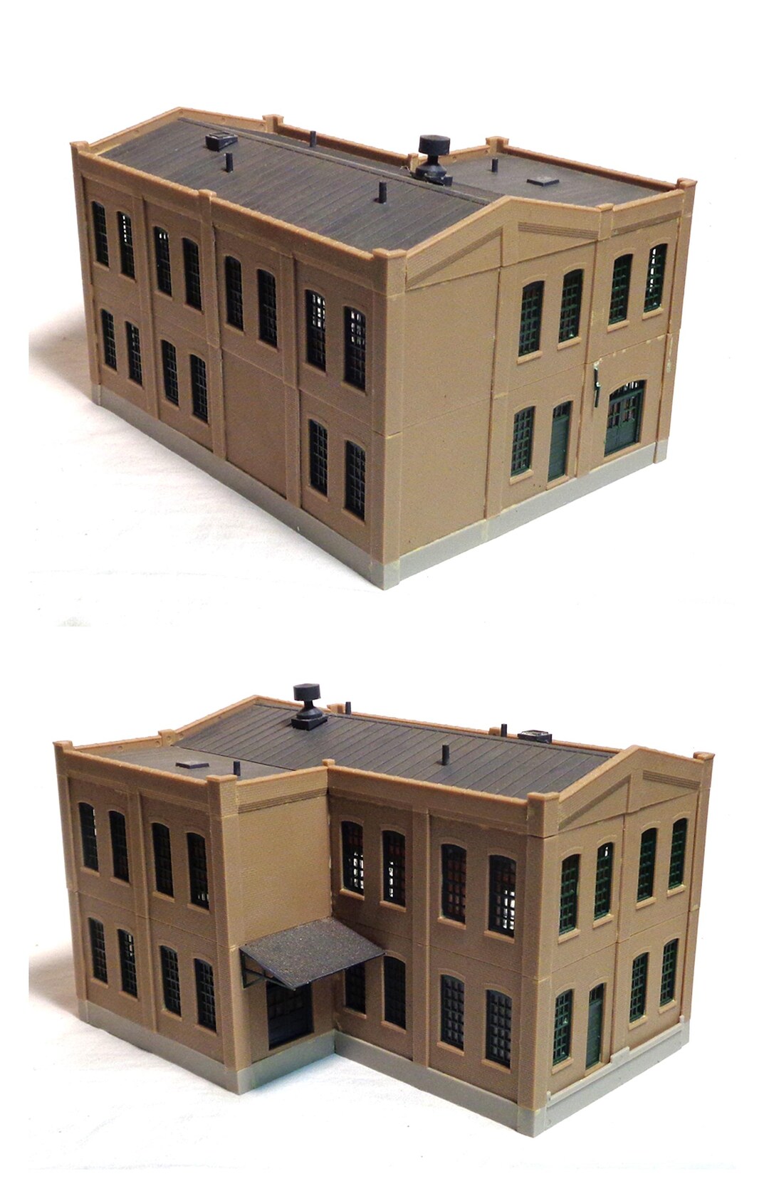 HO Scale Train Built up Building - Large 2 Story L-shaped Factory - Pre ...