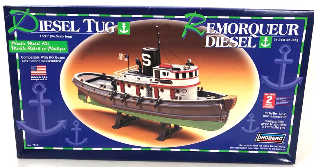 Vintage LINDBERG Remorqueur Diesel Tugboat Plastic Model Kit-new in ...