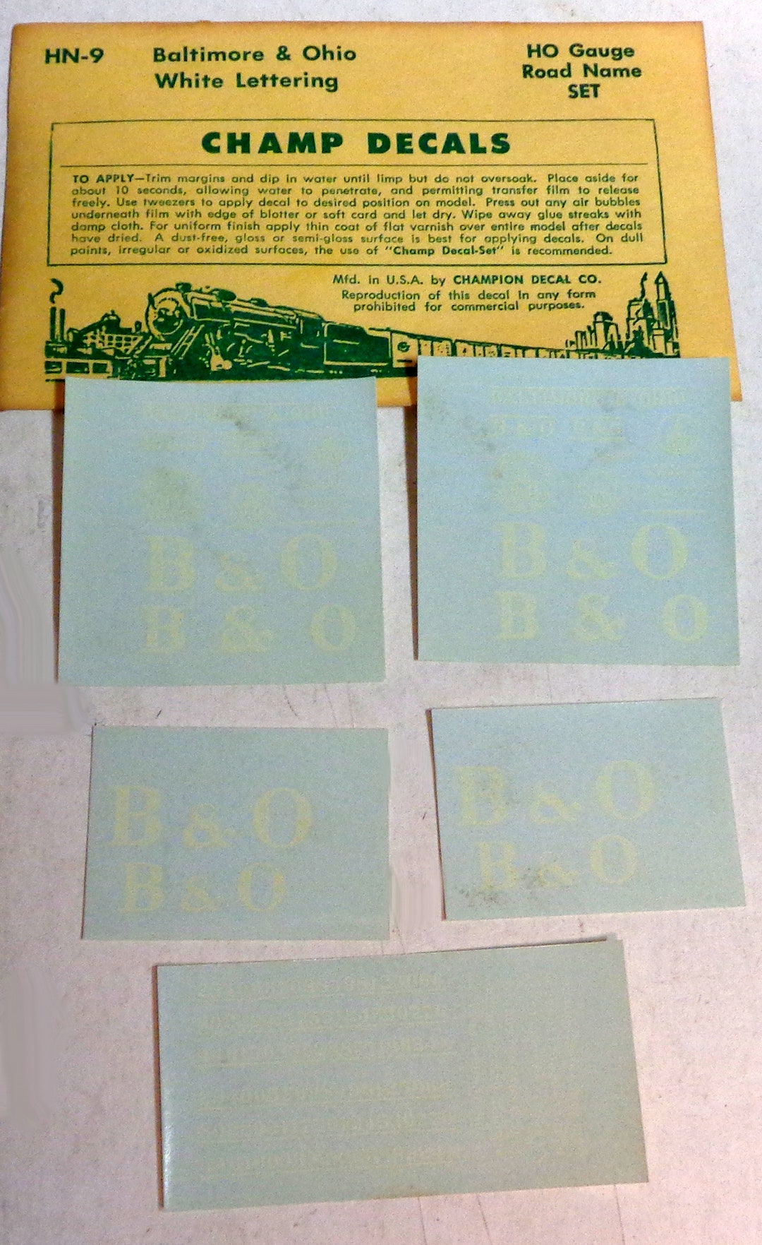 HO Scale Trains - Champ Decals Set - Baltimore & Ohio - WHITE Lettering ...