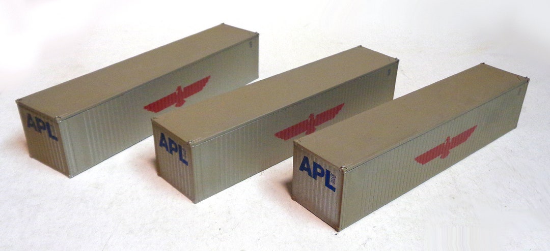HO Scale Set of THREE 40' "apl" Pre-owned Lot of Containers - All Are ...