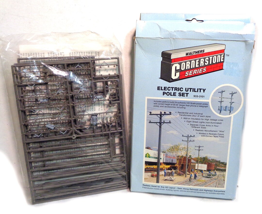 HO Scale WALTHERS 30-35 Ft Telephone Poles Set of 24 for Train Layouts ...