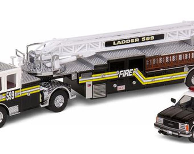 Code 3 1/64 Scale LTI Tractor Drawn Aerial Fire Engine AND GMC Suburban ...