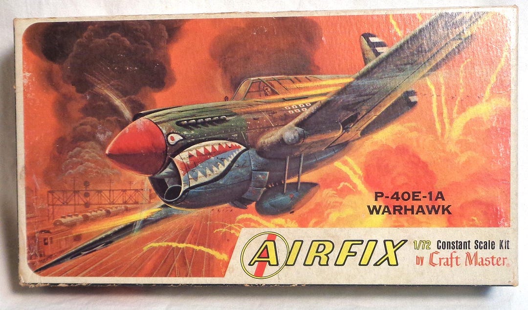 1/72 Scale VINTAGE Airfix Model Kit - Curtiss P-40E-1A US WWII Fighter ...