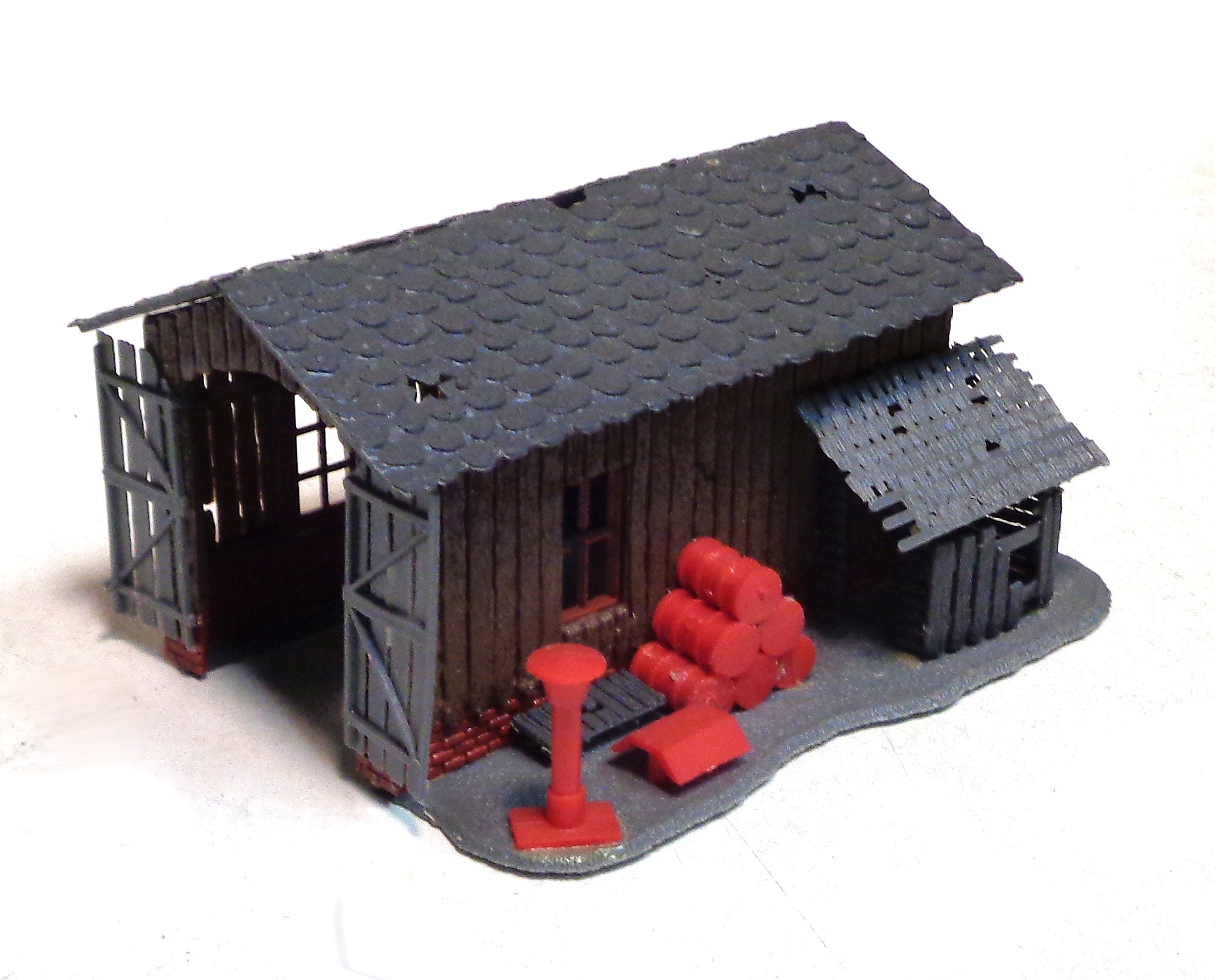 HO Scale Built up Train Layout Building Workshed With Red - Etsy