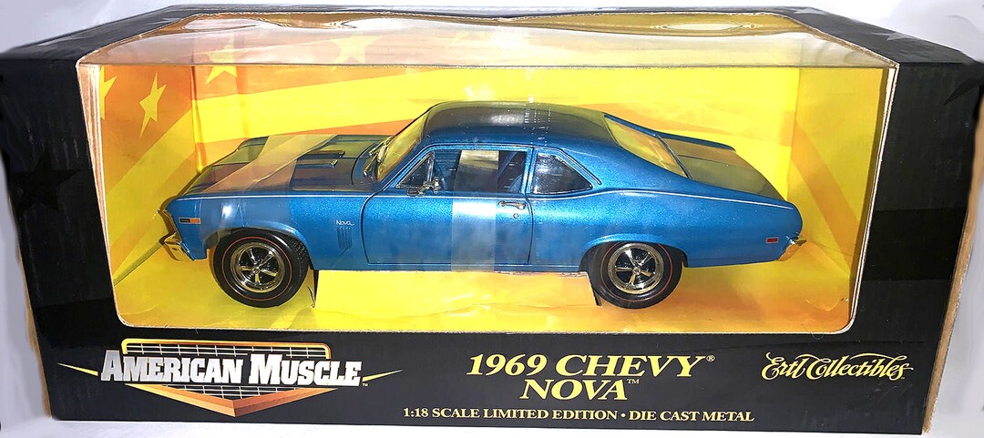 1/18 Scale Ertl 1969 Chevy Nova SS Blue Mint in Box - Etsy
