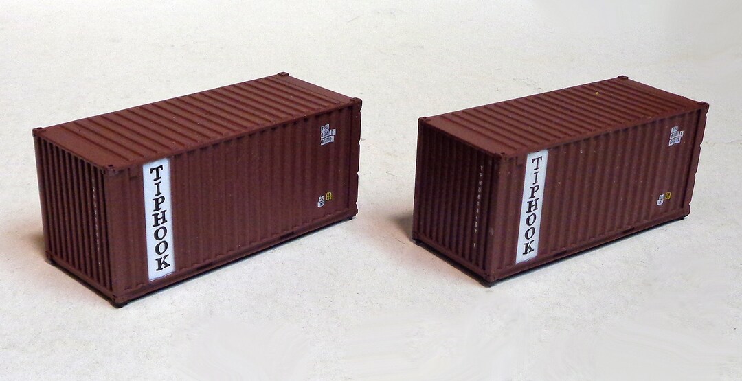 HO Scale Pair of 20' "tiphook" Preowned PAIR of Containers - Excellent ...