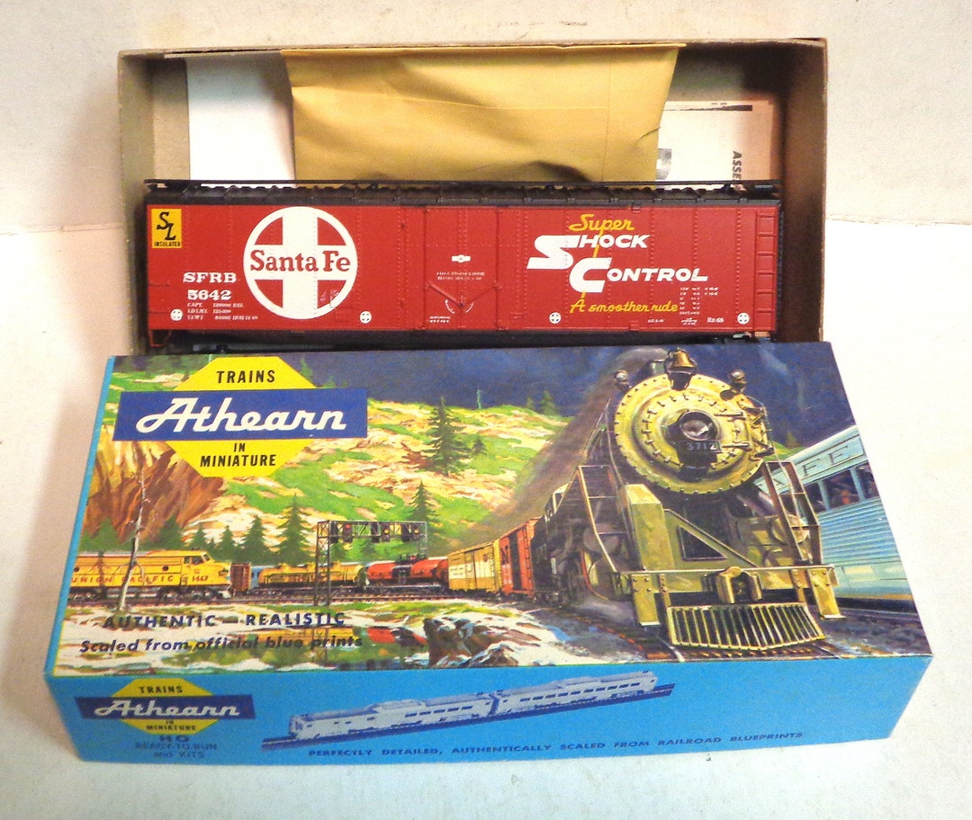HO Scale NEW Old Stock - Athearn Kit - "santa Fe - Shock Control" - 50' Box Freight Train Car ...