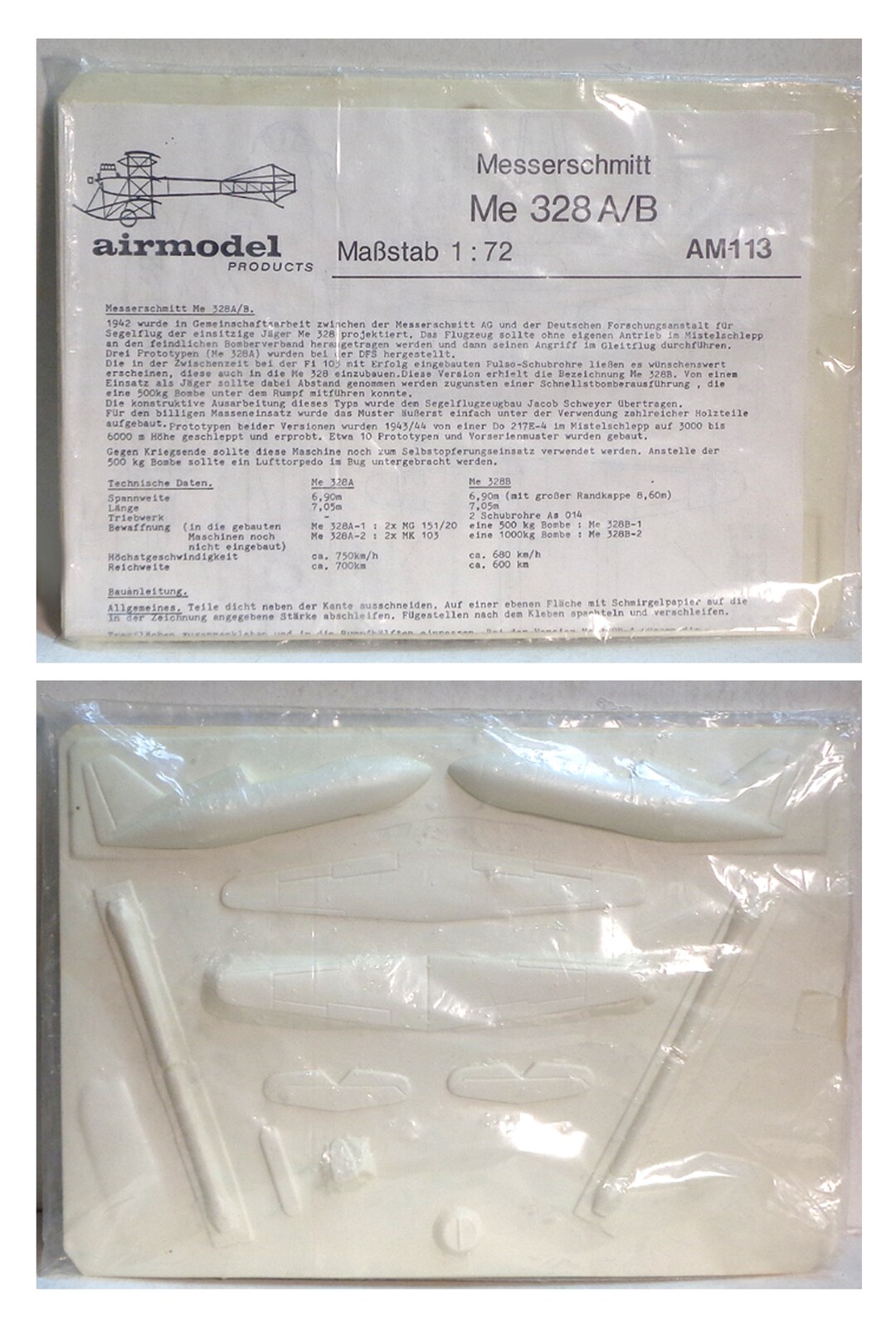1/72 Model Aircraft Vacuform Complete Kit - Airmodel - Messerschmitt ...