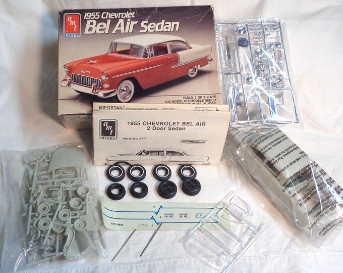 1/25 Scale AMT - 1955 Chevy Bel Air Sedan - Near Mint Model Kit - Etsy