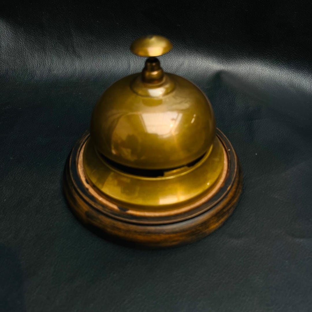 Brass Desk Bell | Vintage Style Metal Call Bell With Wooden Base - Etsy