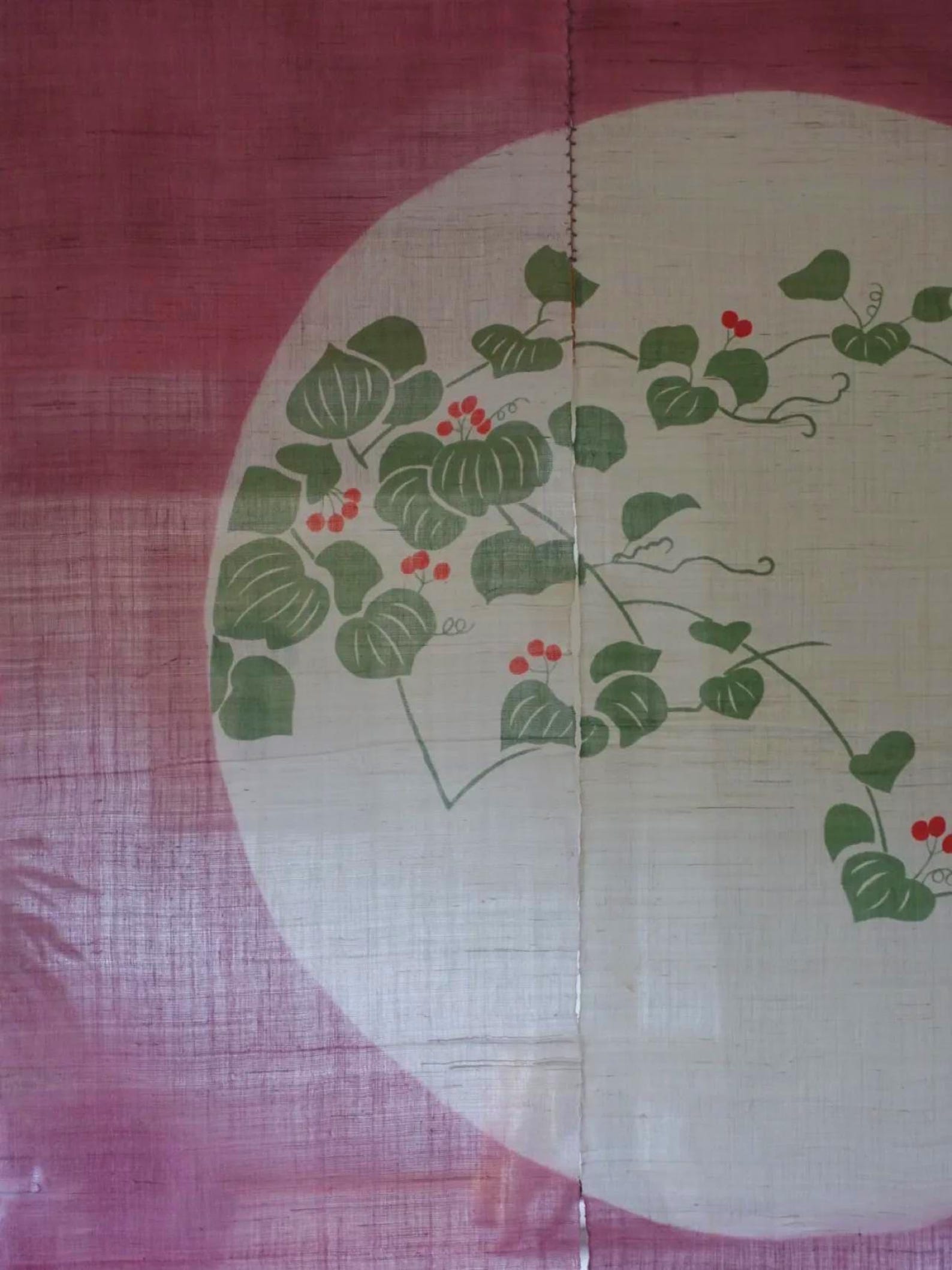 Japanese-style Art Noren Curtains, Handcrafted Pink Floral Pattern Room ...
