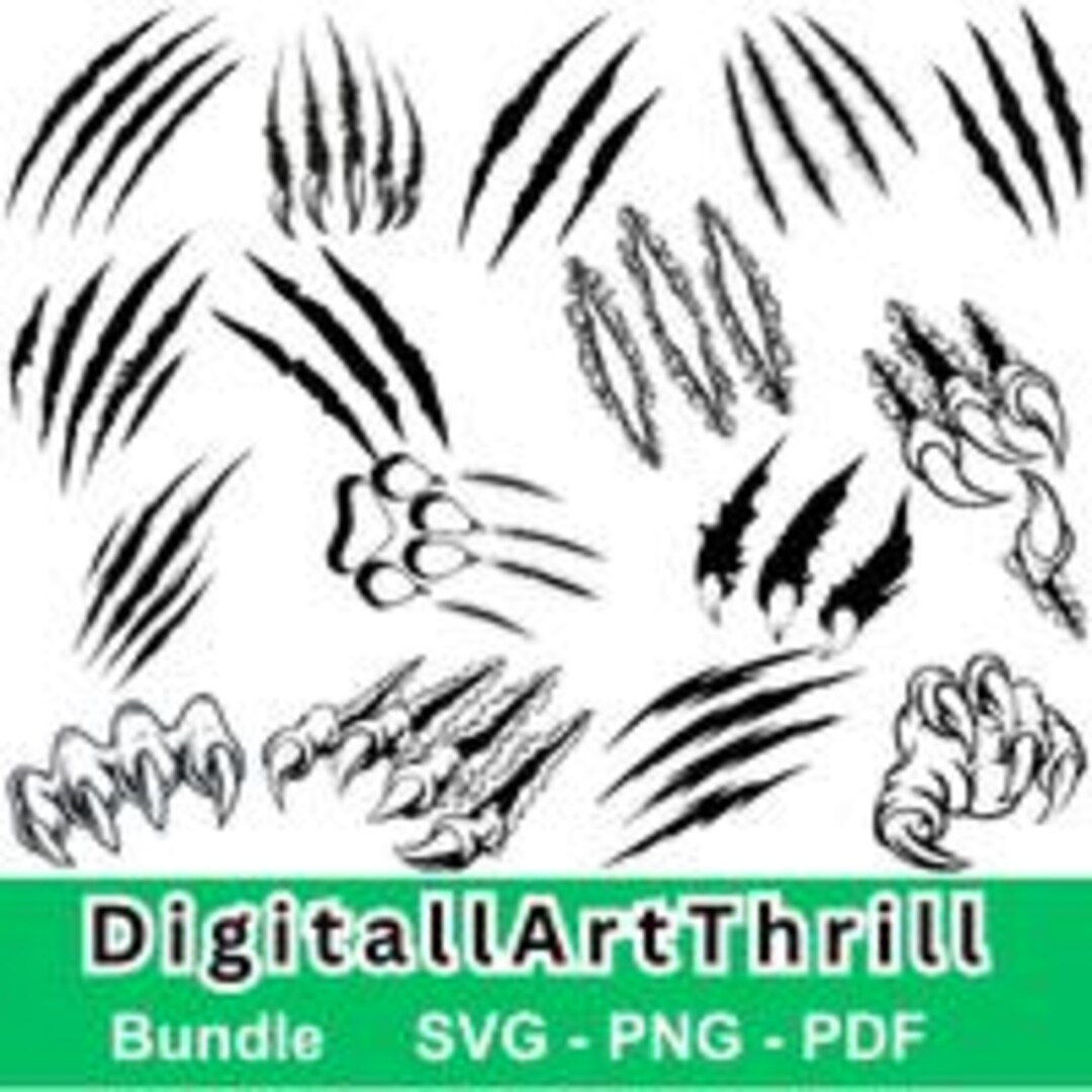 Claw SVG, Scratch Marks SVG Png PDF, Animal Claw Clipart, Tiger Bear ...