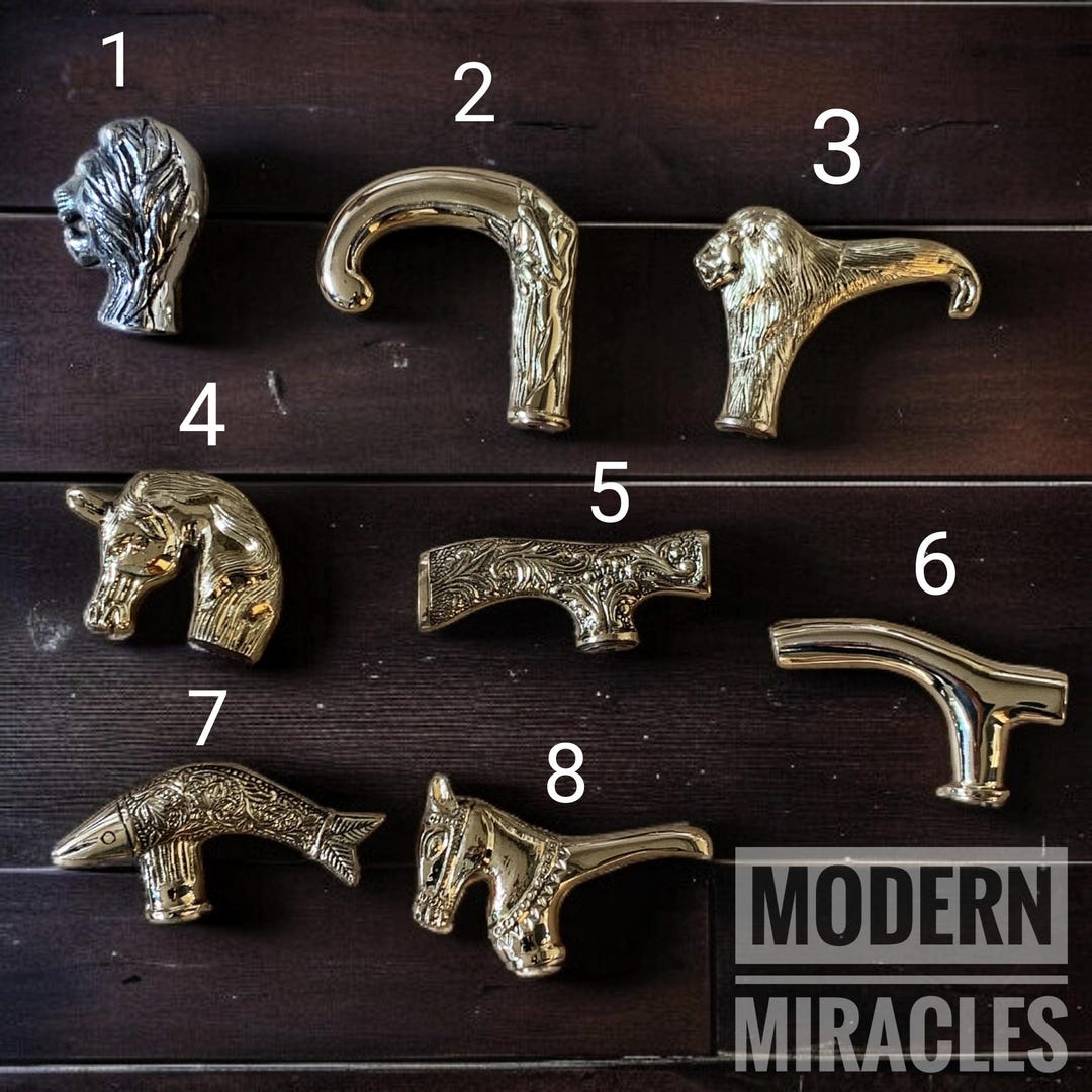 Personalise Your Stick Look Victorian Brass Handle Wooden Stick Cane ...