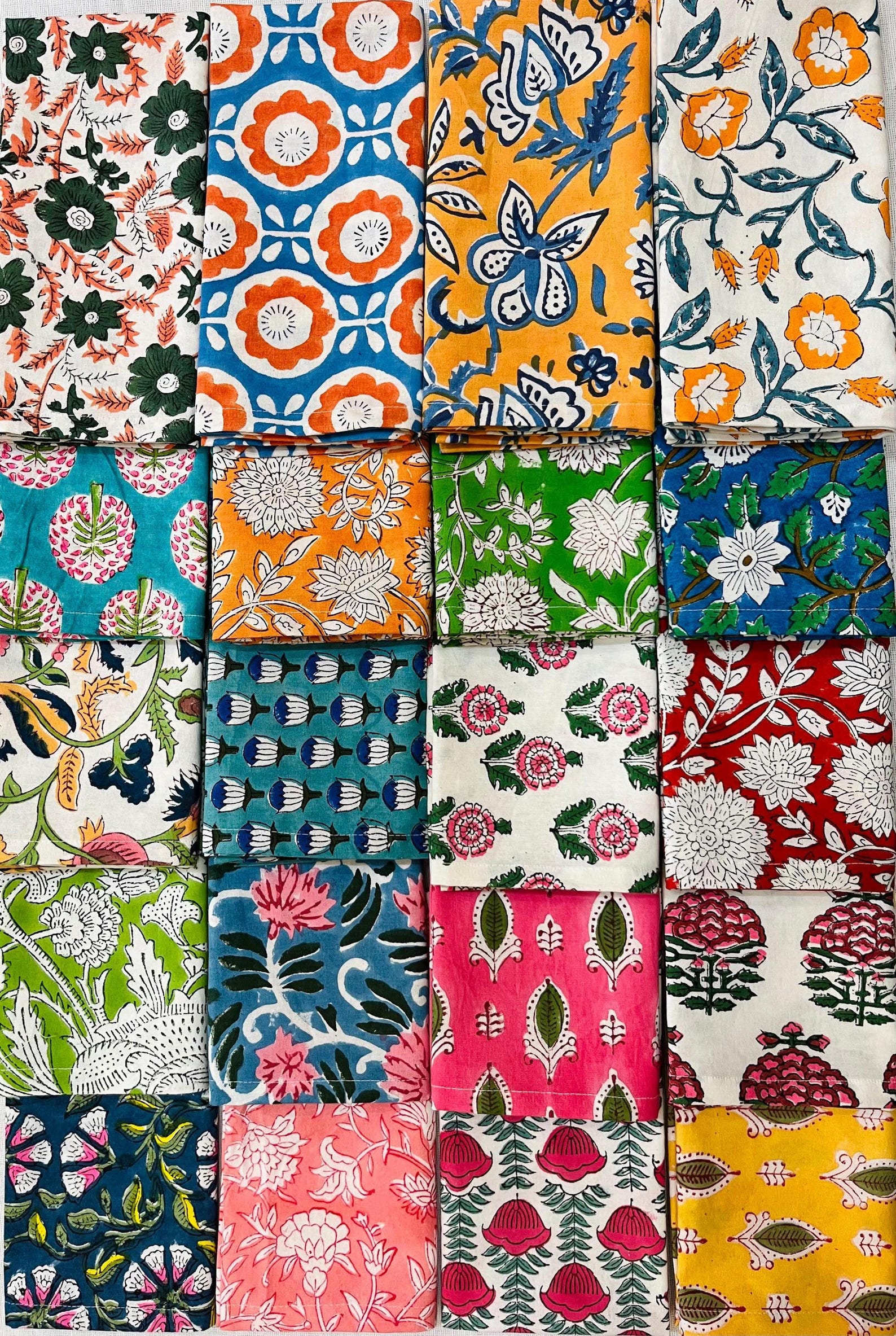 100 PC Cotton Cloth Napkins Assorted Mix and Match Hand Block Perfect ...