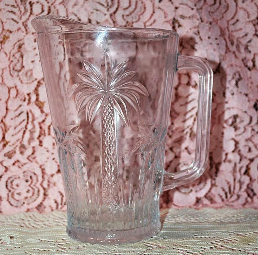 Vintage Nanben Etched Palm Tree Pitcher – Tropical Barware - Decor ...