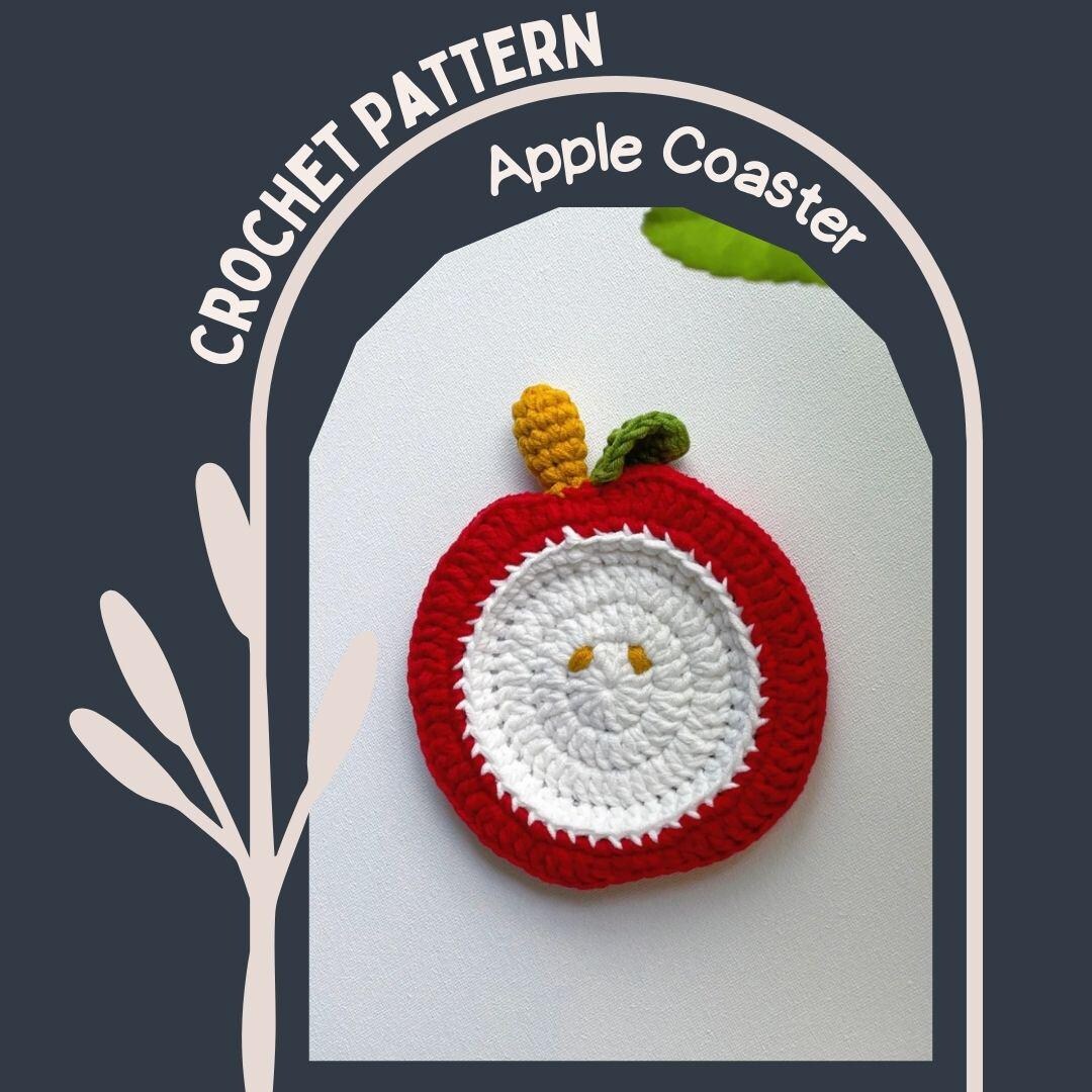 Apple Coaster Crochet Pattern, Cute 3D Fruit Cup Holder Amigurumi, Low ...