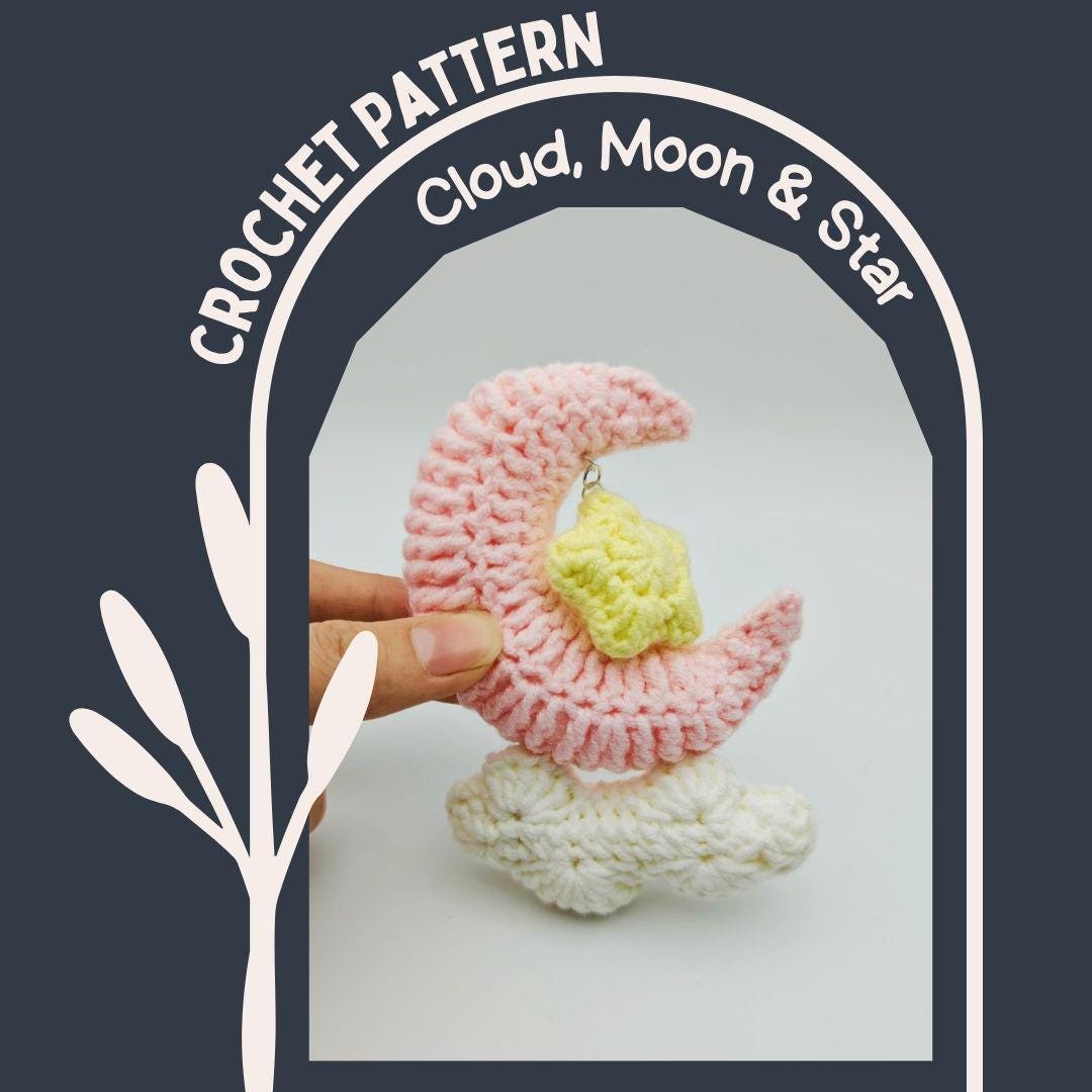 Cloud, Moon and Star Crochet Pattern, Crescent Moon Baby Rattle Toy ...