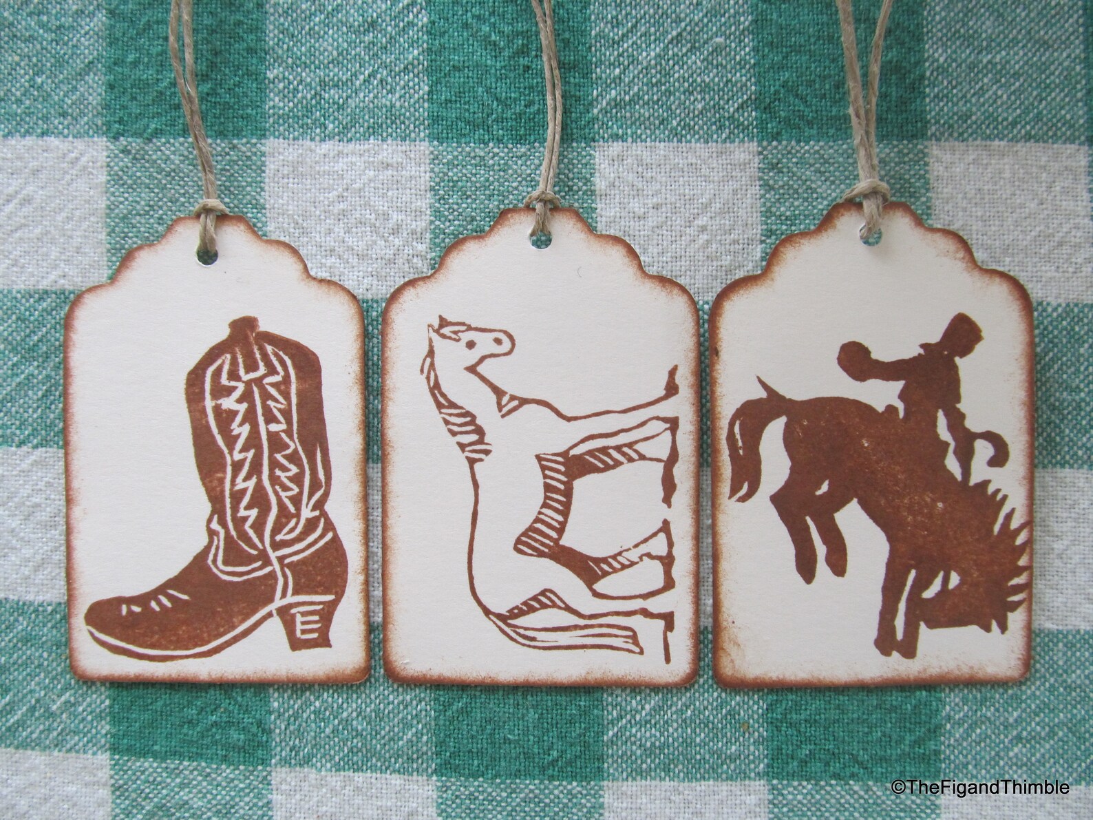 Cowboy Gift Tags Hand Stamped Set of Six From Original Hand - Etsy