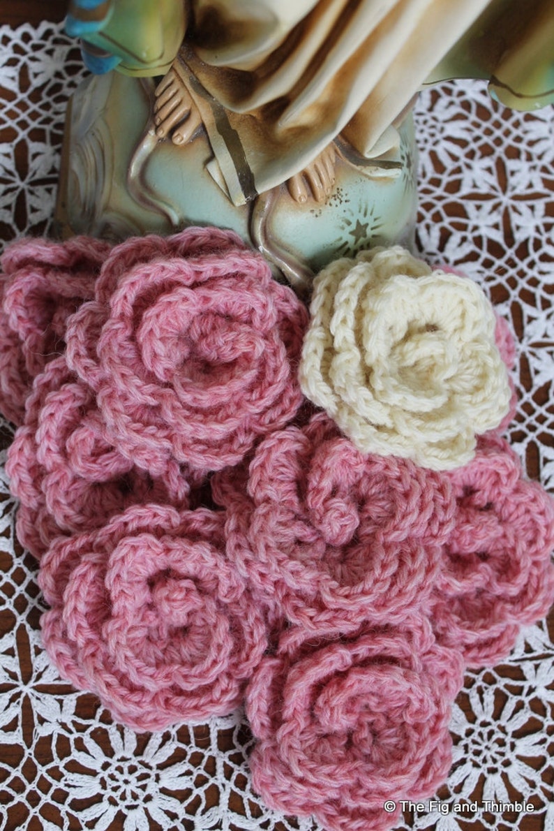 Crocheted Wool Rosary Roses One Decade Set Red Pink or - Etsy