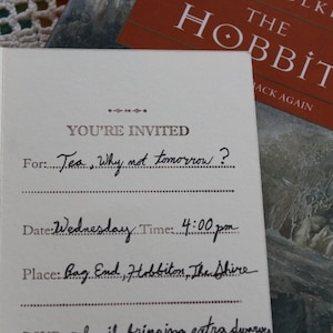 Hobbit Inspired Party Invitations or Blank Note Cards - Handstamped Set ...