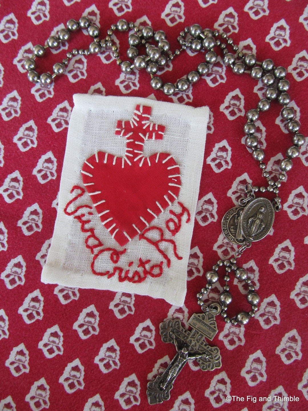 Viva Cristo Rey Sacred Heart Badge Hand Embroidered - Etsy
