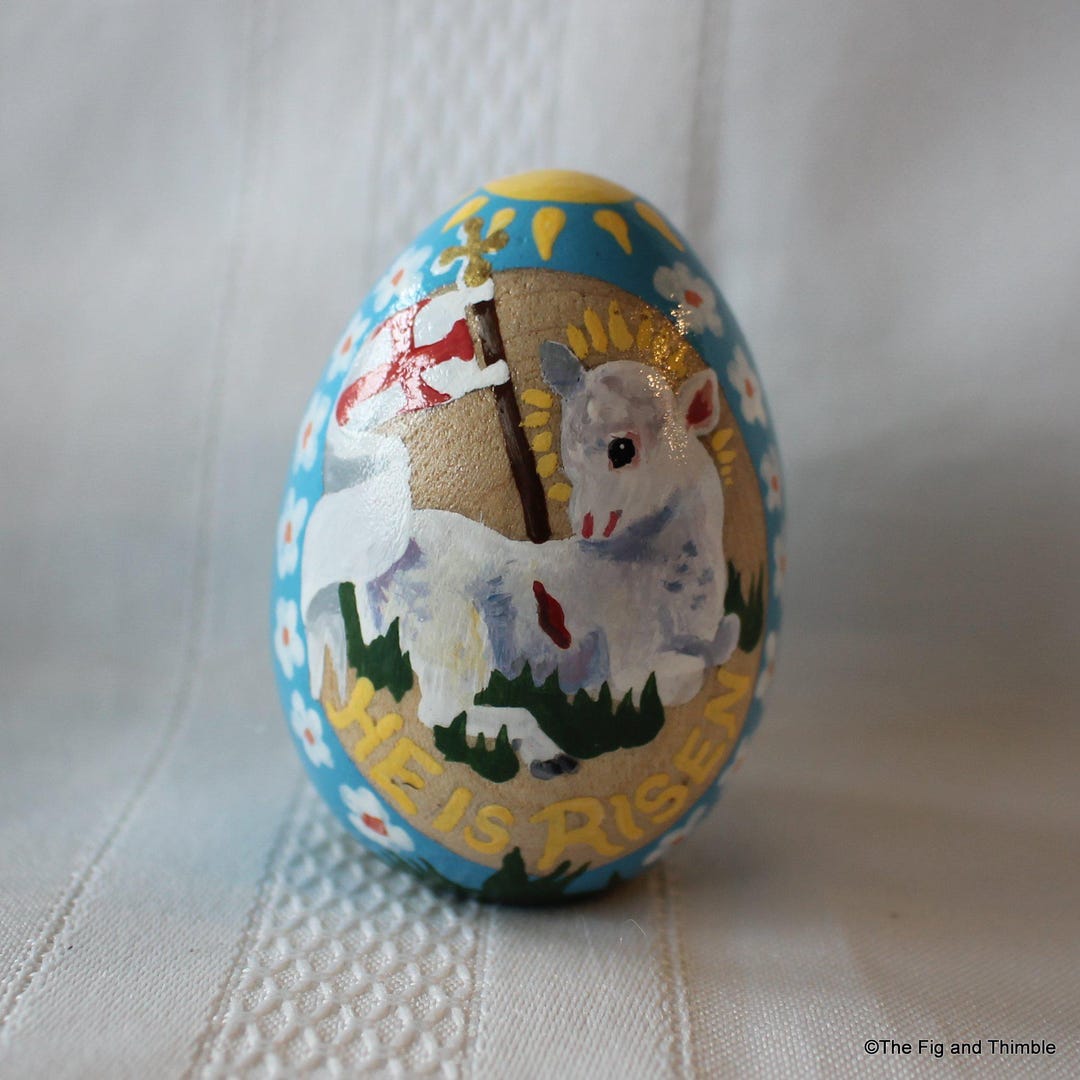 Paschal Lamb and Cross Hand Painted Wood Easter Egg - Etsy