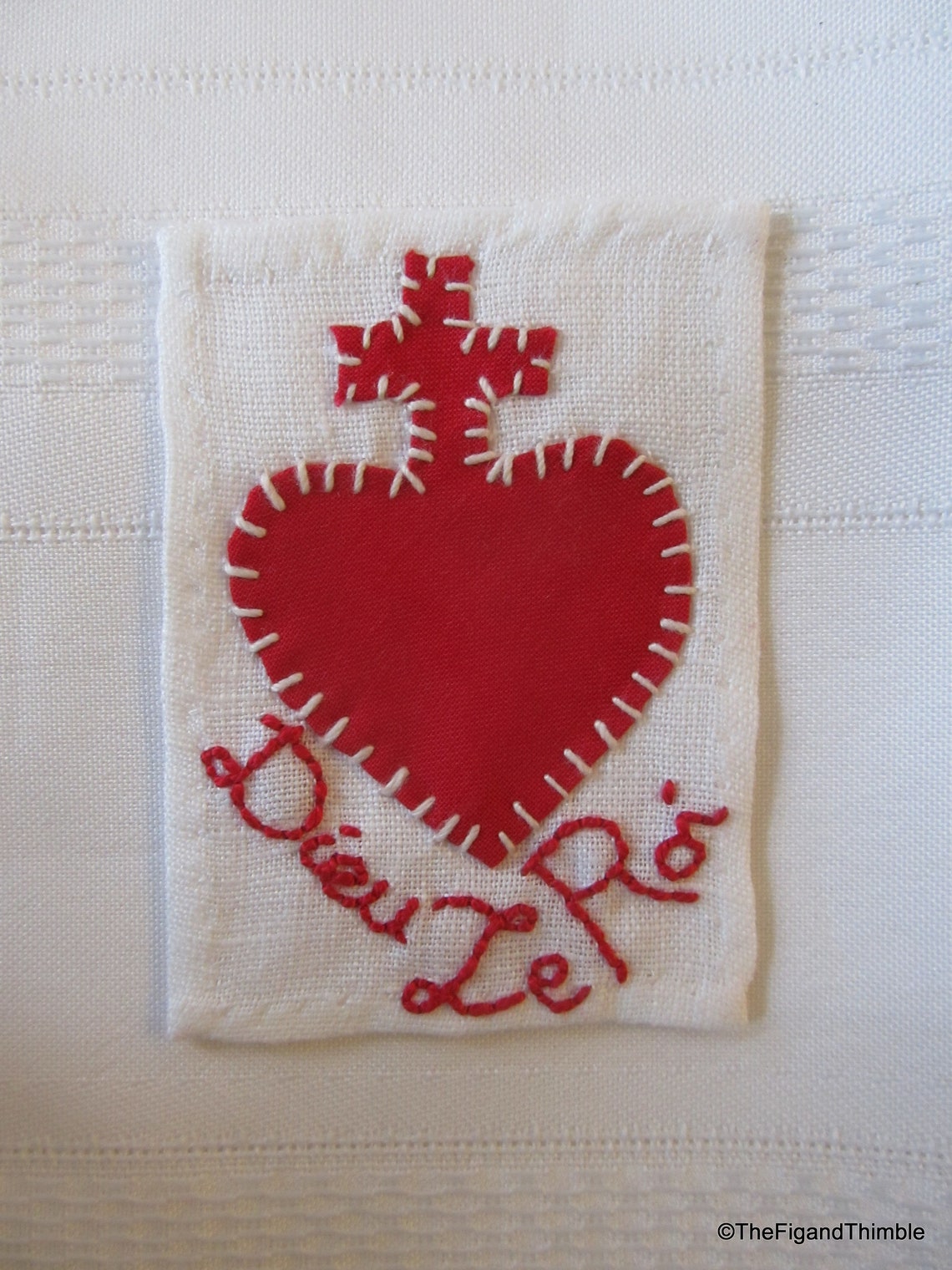 Dieu Le Roi Sacred Heart Badge Hand Embroidered - Etsy